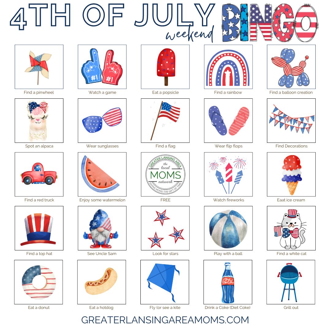 Click on Bingo Card to Print - Greater Lansing Area Moms