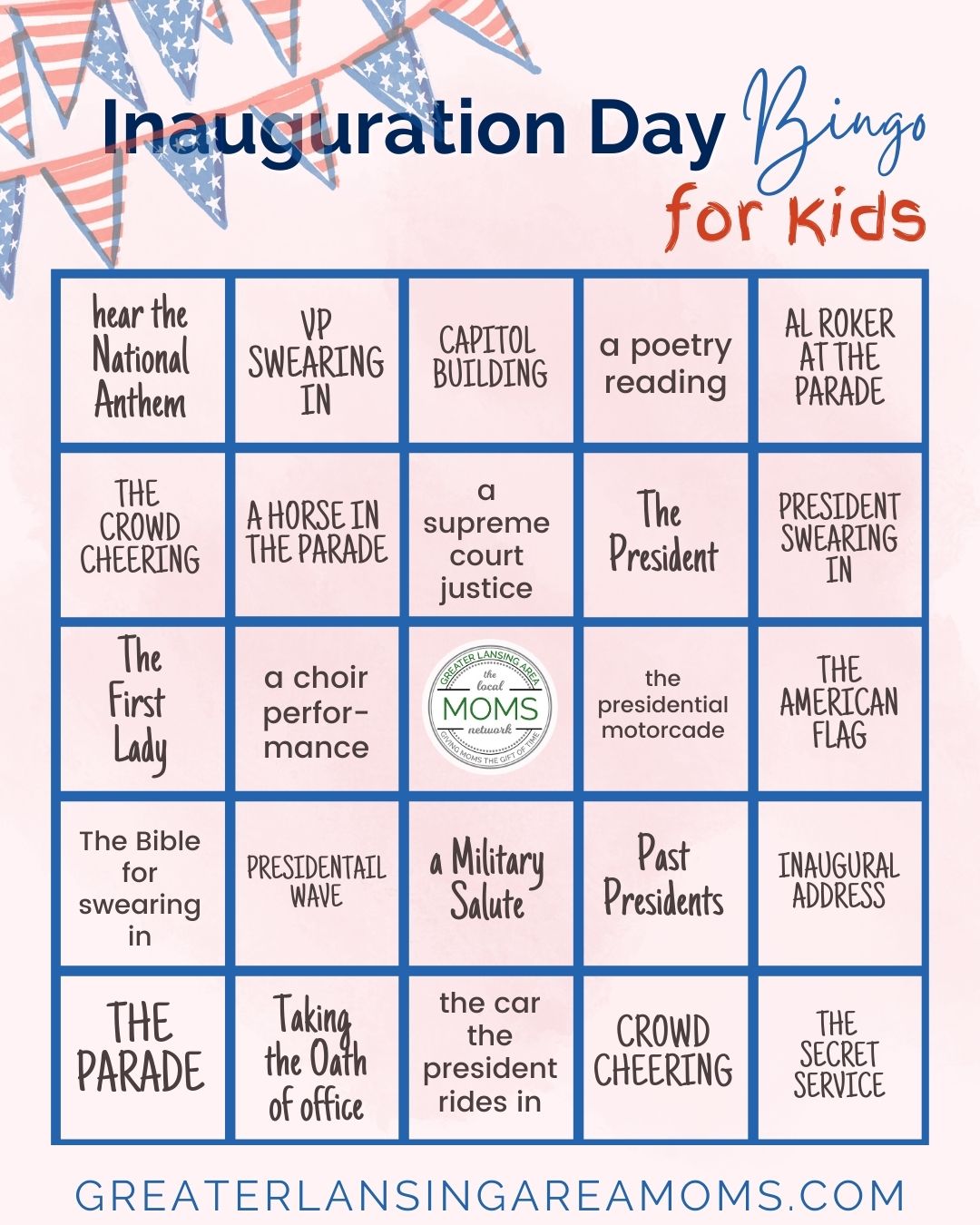 Inauguration Day Bingo for Kids - Greater Lansing Area Moms