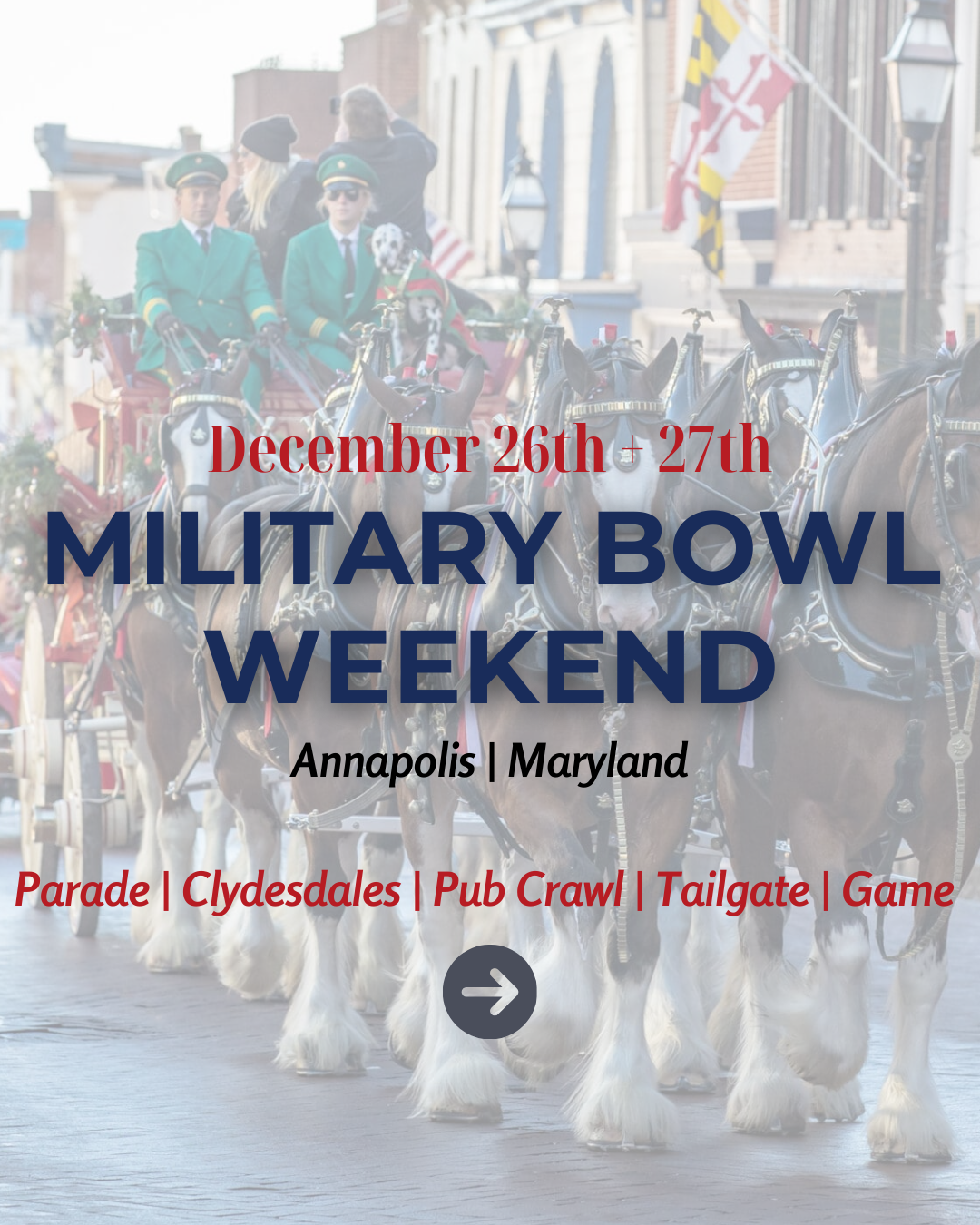Military Bowl Weekend in Annapolis | Parade, Budweiser Clydesdales, Pub ...